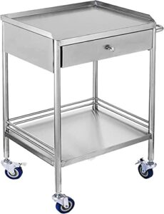 2 layers cart trolley,stainless steel medical carts with wheels,2 layers household utility carts with drawers, spa esthetician cart rolling lab cart w/wheels