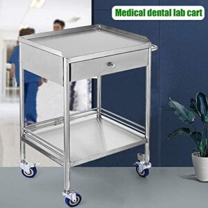 2 Layers Cart Trolley,Stainless Steel Medical Carts with Wheels,2 Layers Household Utility Carts with Drawers, Spa Esthetician Cart Rolling Lab Cart w/Wheels