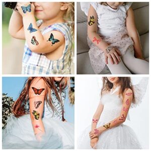 100pcs Temporary Butterfly Tattoos, Colorful Small Butterfly Flowers Tattoo Stickers Waterproof Cute Small Tattoos for Adults Kids Face Body Birthday Party Carnival