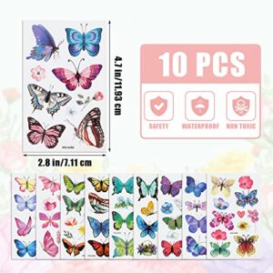 100pcs Temporary Butterfly Tattoos, Colorful Small Butterfly Flowers Tattoo Stickers Waterproof Cute Small Tattoos for Adults Kids Face Body Birthday Party Carnival