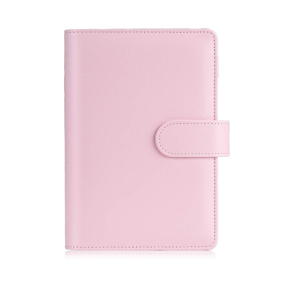 Sooez A6 Notebook Binder, 6 Ring Planner with Stylish Design, Loose Leaf Personal Organizer Binder Cover with Magnetic Buckle Closure, PU Leather Binder for Women with Macaron Colors, 7.48"x5.2"