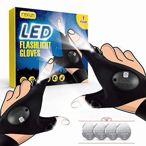 Gifts for Men , LED Flashlight Gloves, Cool Gadgets Christmas Stocking Stuffers Unique Birthday Gifts for Dad Boyfriend Husband Him, Light Gloves Tool for Camping Fishing Car Repairing Hiking