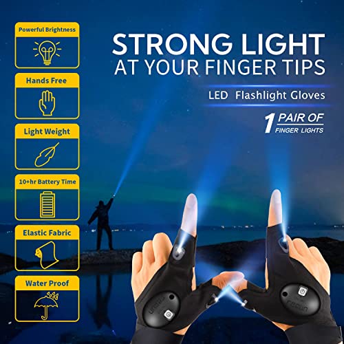 Gifts for Men , LED Flashlight Gloves, Cool Gadgets Christmas Stocking Stuffers Unique Birthday Gifts for Dad Boyfriend Husband Him, Light Gloves Tool for Camping Fishing Car Repairing Hiking