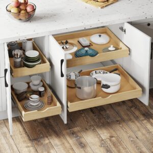 WelFurGeer Kitchen Organization and Storage, Pull Out Drawers for Kitchen Cabinets, Cabinet Drawers Slide Out, Pull Out Cabinet Shelf, Wood Rack for Kitchen, Bathroom (20" Wide)