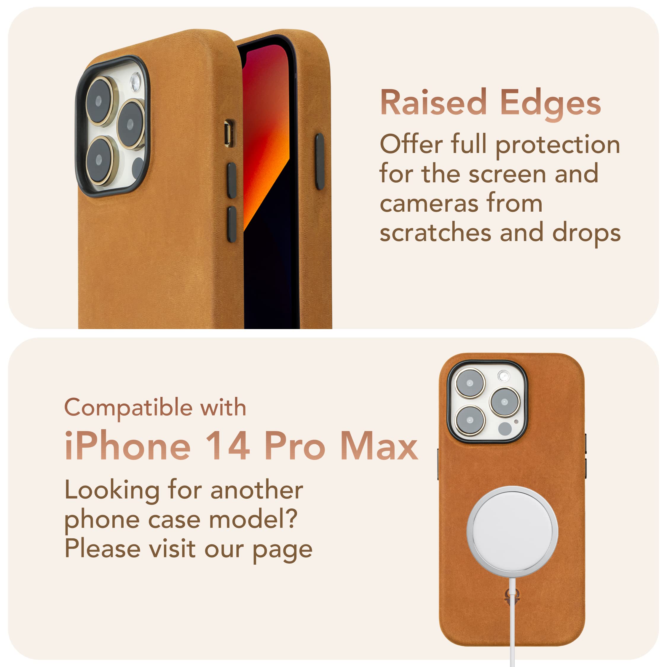 DONBOLSO Leather Case for iPhone 14 Pro Max + Wallet Bundle - Classic Leather with Anti-Scratch Microfiber Lining