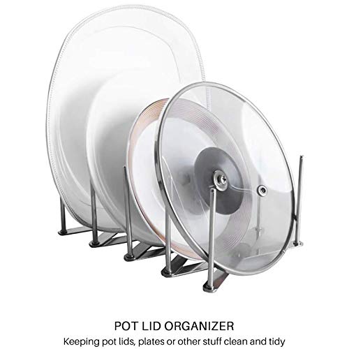 Dish Plate Drying Rack, Pot Lid Holder, Adjustable Pot Lid Organizer, Kitchen Cabinet Pantry Pan and Pot Lid Organizer Rack Holder (2Pcs)