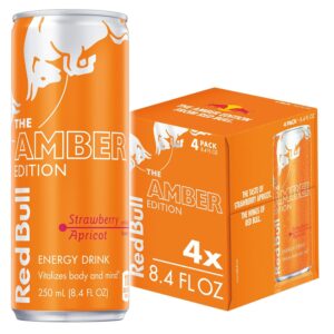 red bull amber edition strawberry apricot energy drink, 8.4 fl oz, 4 cans