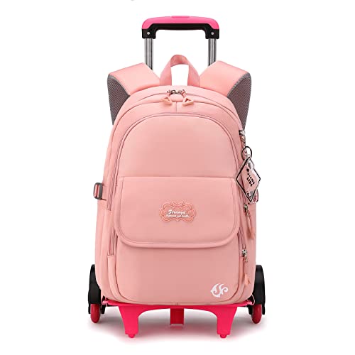 Mfikaryi Rolling Backpack for Girls Rolling Backpack for Kids Elementary Students with Wheel Travel Schoolbag