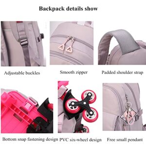 Mfikaryi Rolling Backpack for Girls Rolling Backpack for Kids Elementary Students with Wheel Travel Schoolbag