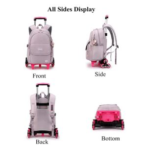 Mfikaryi Rolling Backpack for Girls Rolling Backpack for Kids Elementary Students with Wheel Travel Schoolbag