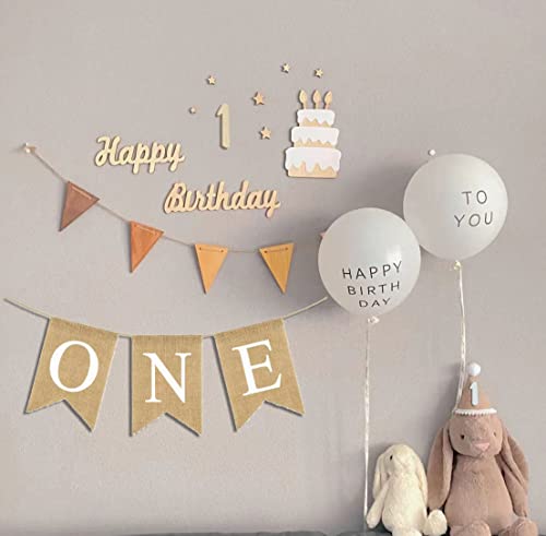 1st BaBy Birthday Banner First Birthday Decorations Burlap Banner for Boy or Girl Highchair Banner BaBy Birthday Party Decorations