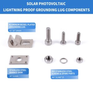 EVARSOL 8Sets Solar Panel Photovoltaic Bolt-On Coupling Earthing Ground Lug Cable Clamp Ground Clamp with Lay in Lug for Bare Wire and Pipe