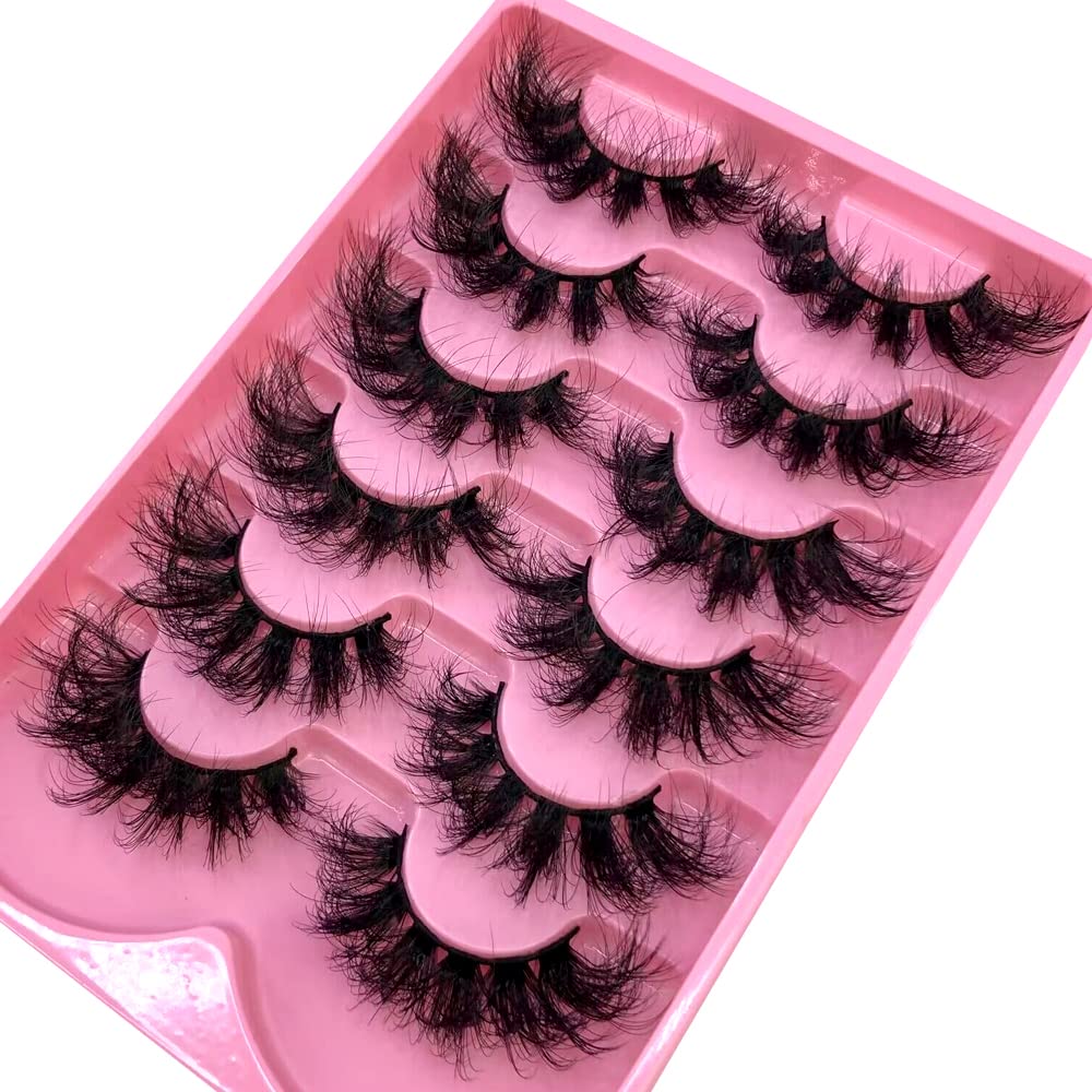 HBZGTLAD 6 Pairs Fluffy False Eyelashes Natural Faux Mink Strip 3D Lashes Pack (SY-02)