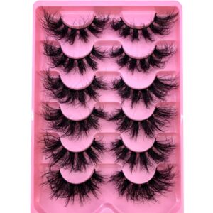 HBZGTLAD 6 Pairs Fluffy False Eyelashes Natural Faux Mink Strip 3D Lashes Pack (SY-02)