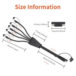 Ygdyxautoc SAE Splitter 2FT - SAE Y Splitter Extension Cable with SAE Connector Polarity Reverse Adapter, SAE 1 to 5 Extension Cable Quick Disconnect Connector for Solar Panel Connection and Transfer