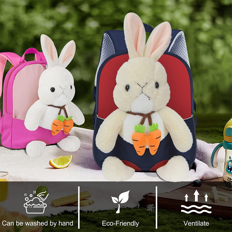 Voici et Voila Toddler Backpack Girls Sttuffed Animal Backpack Kids Preschool Backpack Kawaii Bunny Toys Preschool Cute Backpack Small Cartoon Bag for Kids 3-5 Years Old for Boys Girls