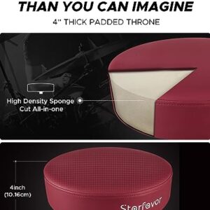 Starfavor Drum Throne Adjustable, Drum Stool Padded Drum Seat, Rotatable Drum Chair with Double Braced Anti-Slip Feet, Crimson Color, Red, ST-650 Stone