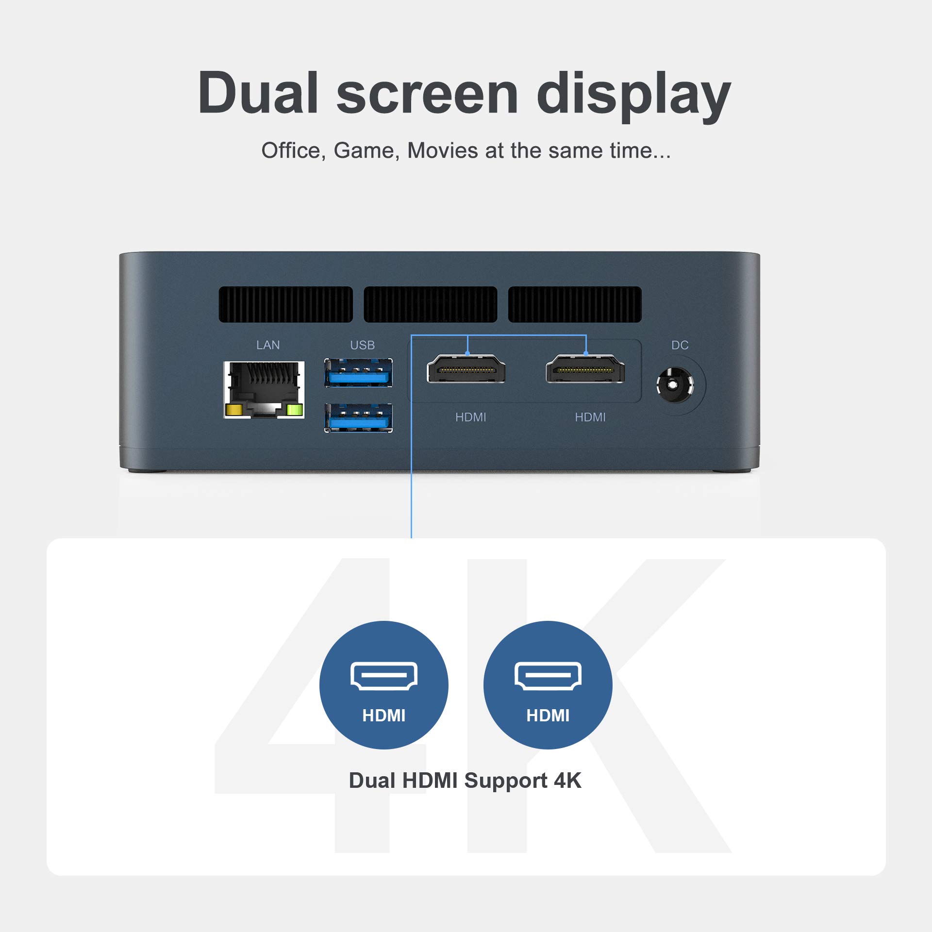 Beelink Mini PC Desktop Computers SEi8 8th Generation i5-8259U up to 3.8Ghz (4C/8T) 8GB 256GB Graphics 655 4K@30Hz Dual HDMI WiFi BT5.0 Gigabit Ethernet Supported