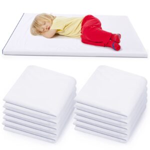 lounsweer 10 pcs day care nap mat sheet preschool/daycare rest mat cover polyester baby sheet 24" x 52" pillowcase style sheets for boys girls classroom nursery kindergarten, white