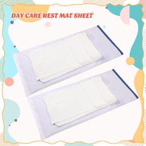 Lounsweer 10 Pcs Day Care Nap Mat Sheet Preschool/Daycare Rest Mat Cover Polyester Baby Sheet 24" x 52" Pillowcase Style Sheets for Boys Girls Classroom Nursery Kindergarten, White