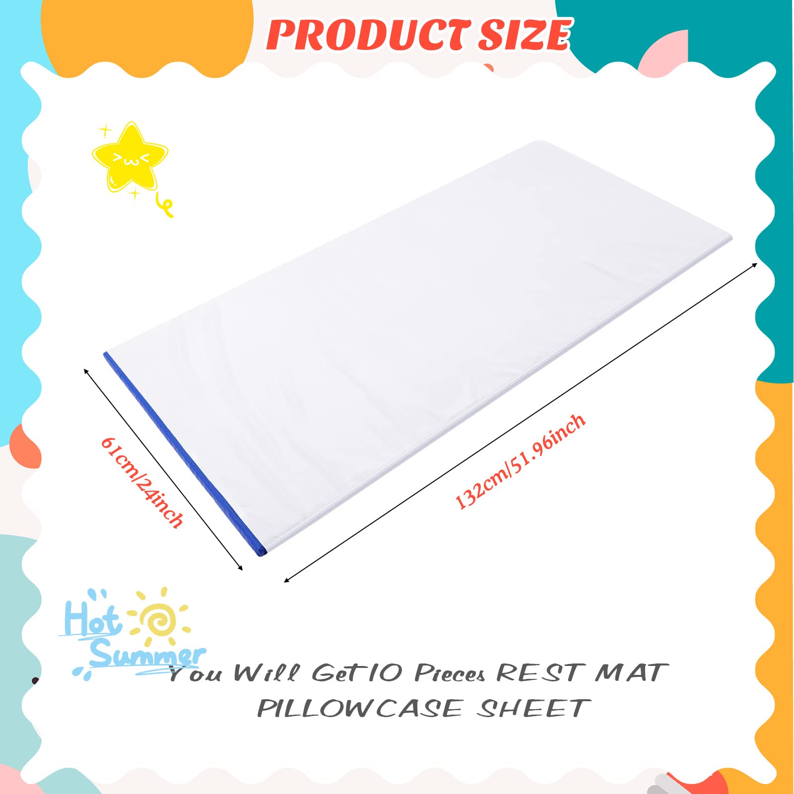 Lounsweer 10 Pcs Day Care Nap Mat Sheet Preschool/Daycare Rest Mat Cover Polyester Baby Sheet 24" x 52" Pillowcase Style Sheets for Boys Girls Classroom Nursery Kindergarten, White