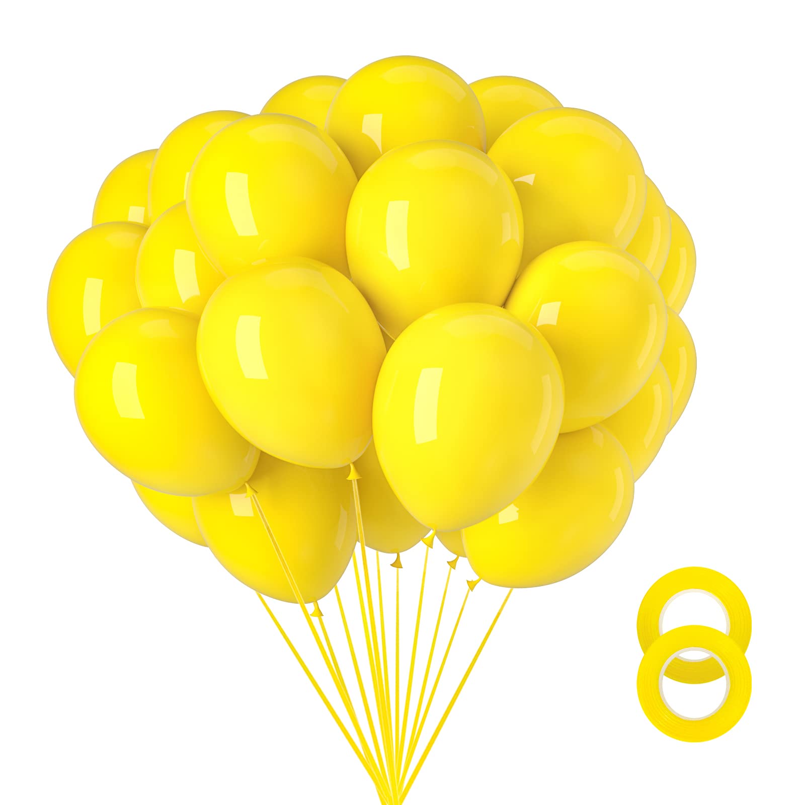 Garma Yellow Balloons 12 inch, 100PCS Yellow Latex Party Balloons for Balloons Arch as Birthday Party, Graduation, Wedding, Baby Shower, Halloween, Christmas Decorations(with Yellow Ribbon)