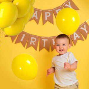 Garma Yellow Balloons 12 inch, 100PCS Yellow Latex Party Balloons for Balloons Arch as Birthday Party, Graduation, Wedding, Baby Shower, Halloween, Christmas Decorations(with Yellow Ribbon)