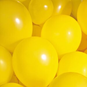 Garma Yellow Balloons 12 inch, 100PCS Yellow Latex Party Balloons for Balloons Arch as Birthday Party, Graduation, Wedding, Baby Shower, Halloween, Christmas Decorations(with Yellow Ribbon)