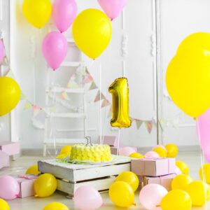 Garma Yellow Balloons 12 inch, 100PCS Yellow Latex Party Balloons for Balloons Arch as Birthday Party, Graduation, Wedding, Baby Shower, Halloween, Christmas Decorations(with Yellow Ribbon)