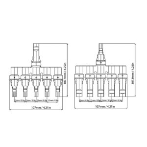 2PCS Branch Connector, Branch Connector to Strengthen The Stability, Waterproof and Dustproof 5 to 1 Solar Panel, PPO Insulation Material, for Solar Panel Cable