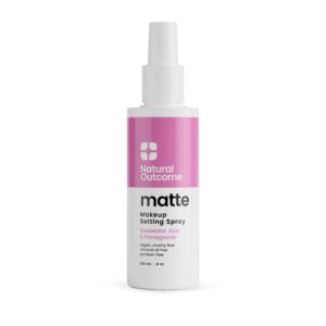 natural outcome matte makeup setting spray | mattifying lock in makeup setting mist | keeps makeup fresh all day | add vibrance & shine to your look | oil-free vegan formula for all skin types | 4 oz