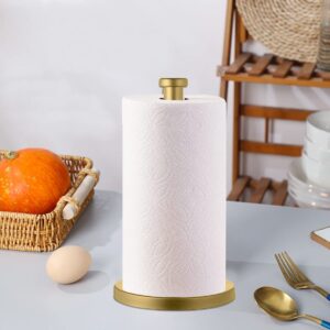 GWGTHZ Stainless Steel Paper Towel Holder, Gold Paper Towel Holder Countertop for Kitchen Bathroom, Standing Paper Towel Holder with Weighted Base for Standard or Rolls Brushed Brass, (Gold)…