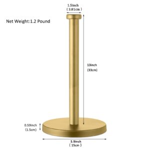 GWGTHZ Stainless Steel Paper Towel Holder, Gold Paper Towel Holder Countertop for Kitchen Bathroom, Standing Paper Towel Holder with Weighted Base for Standard or Rolls Brushed Brass, (Gold)…