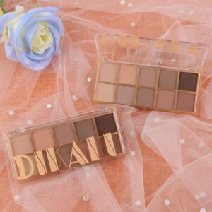 AMY'S DIARY 10 Colors Eyeshadow Eye Shadow Palette Makeup,Matte Naked, Ultra-Blendable, Naturing-Looking, Long Lasting, Cement Color Neutral Nudes EyeShadow