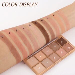 AMY'S DIARY 10 Colors Eyeshadow Eye Shadow Palette Makeup,Matte Naked, Ultra-Blendable, Naturing-Looking, Long Lasting, Cement Color Neutral Nudes EyeShadow