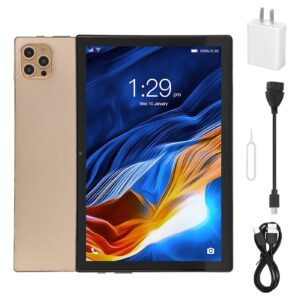 PUSOKEI Android 12.0 Tablet 10.1in, Dual SIM Calling Tablet, Octa Cores Processor, 6GB RAM 128GB ROM, 1960x1080 IPS Display Screen, 8MP & 13MP Camera, 2.4G/5G WiFi, BT 5.0, 8000mah(Gold)(6G+128G)