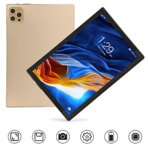 PUSOKEI Android 12.0 Tablet 10.1in, Dual SIM Calling Tablet, Octa Cores Processor, 6GB RAM 128GB ROM, 1960x1080 IPS Display Screen, 8MP & 13MP Camera, 2.4G/5G WiFi, BT 5.0, 8000mah(Gold)(6G+128G)