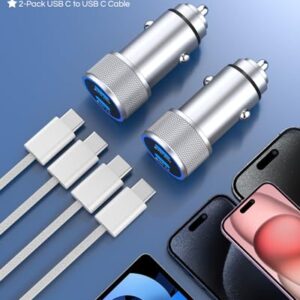 iPhone 15 Car Charger,2Pack Dual Port USB C Fast Car Charger[Apple Certified] Type C Rapid Car Charging with 2Pack USB C to C Nylon Braid Cable Apple Car Charger for iPhone 15/15 Plus/15 Pro Max/iPad