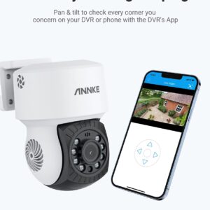 ANNKE 1080P 2MP AHD CCTV Home Surveillance Dome PT Wired Camera with 350° pan and 90° tilt, 100ft IR Night Vision, IP65 Weatherproof Security Add–On Cam for Outdoor Use, Wide Compatibility - APT200