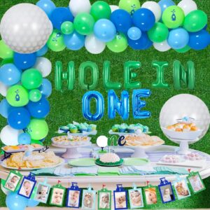 Sursurprise Golf 1st Birthday Decorations, Hole In One Balloon Garland Arch Kit, Golf Photo Banner, One High Chair Banner for Boys First Birthday, Sports Theme Party Supplies