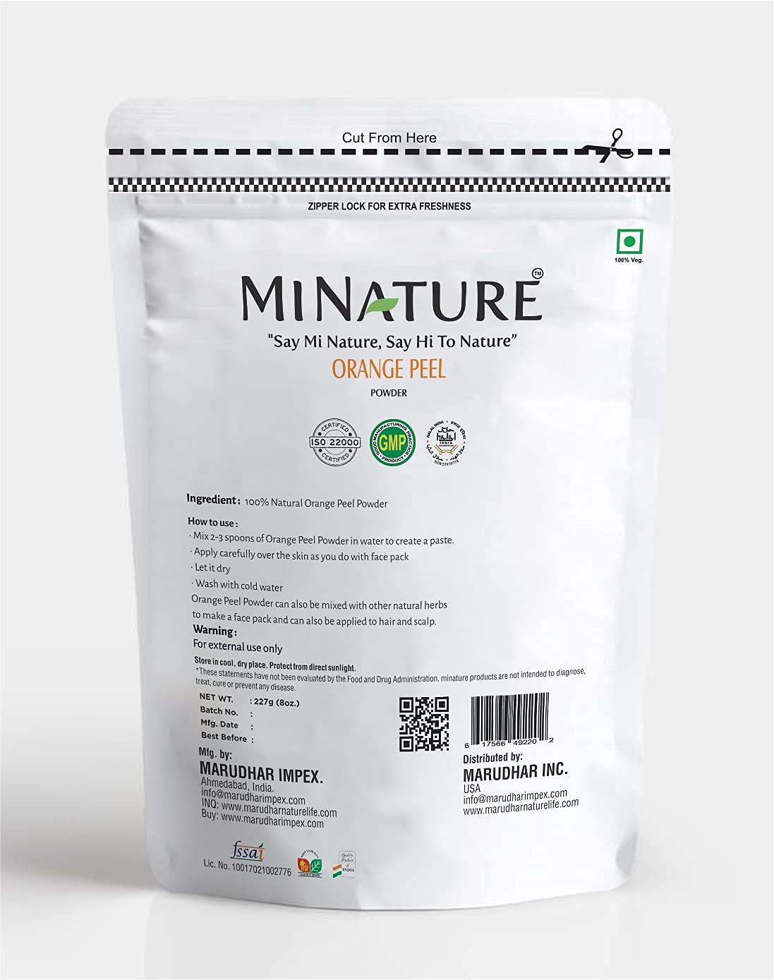 minature Combo of Three- Aloe Vera Powder, Orange Peel Powder and Walnut Shell Powder - Skin Care - 227 g Each