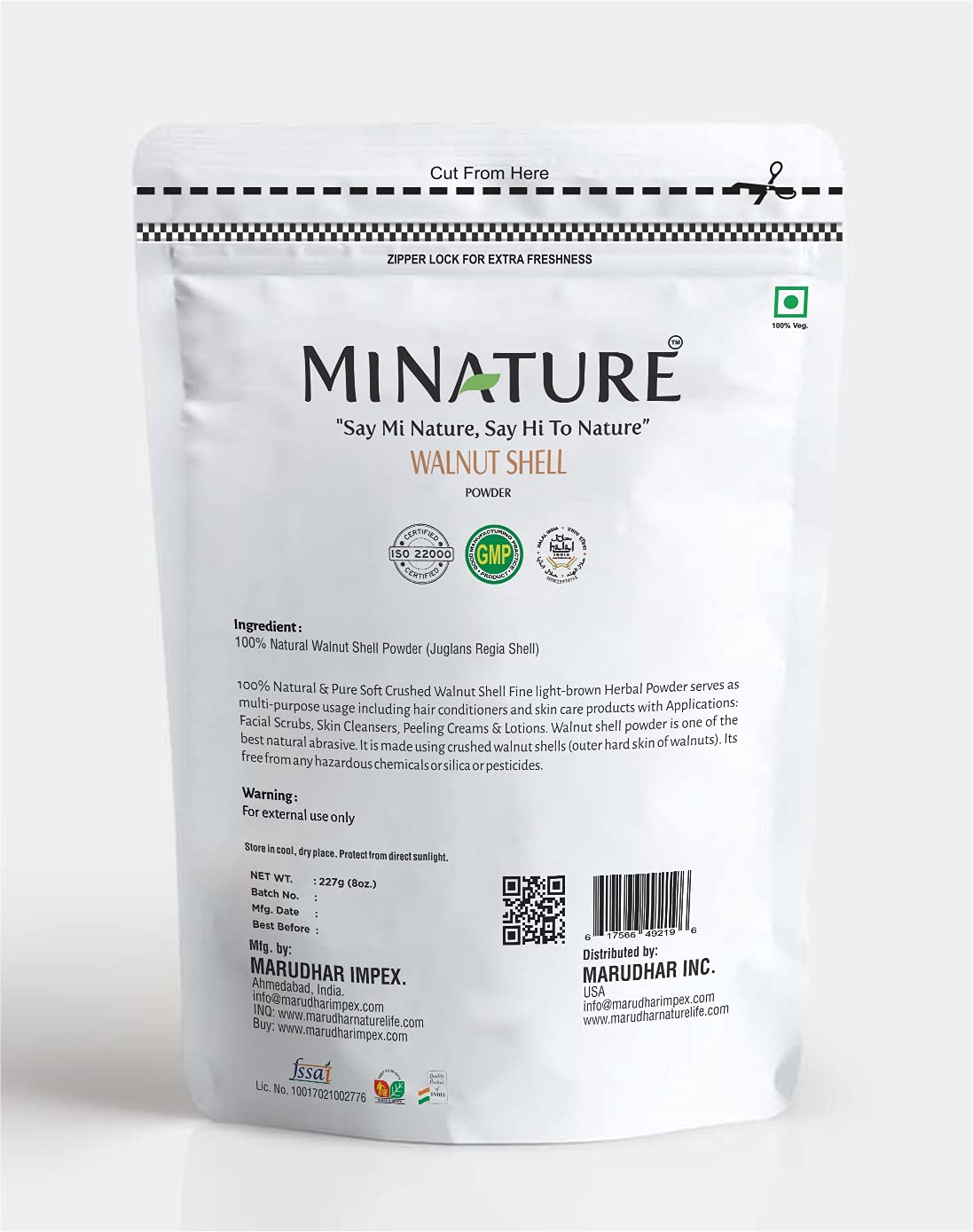 minature Combo of Three- Aloe Vera Powder, Orange Peel Powder and Walnut Shell Powder - Skin Care - 227 g Each