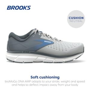 Brooks Women's Dyad 11 Running Shoe - Grey/White/Blue - 10.5 X-Wide