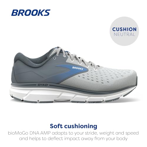 Brooks Women's Dyad 11 Running Shoe - Grey/White/Blue - 10.5 X-Wide