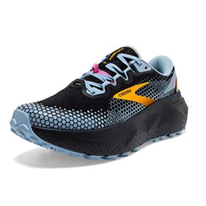 brooks women’s caldera 6 trail running shoe - black/blue/yellow - 8 medium