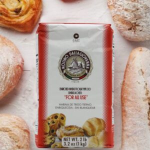 Molino DallaGiovanna Italian Enriched Unbleached All Purpose 00 Flour All Purpose, All Use high protein for Bread, Pastries, Pizza dough 1 Kilo Size (2 pack) 4.4 lbs