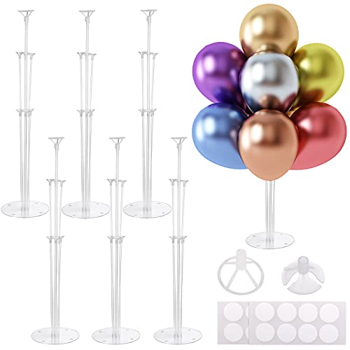 RUBFAC 6 Sets of Balloon Stand Kits, Upgraded 28" Height Clear Table Balloon Centerpiece Stand for Table Floor Birthday Party Wedding Festival Baby Shower Balloons Decorations