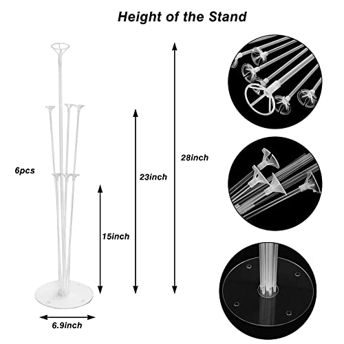 RUBFAC 6 Sets of Balloon Stand Kits, Upgraded 28" Height Clear Table Balloon Centerpiece Stand for Table Floor Birthday Party Wedding Festival Baby Shower Balloons Decorations