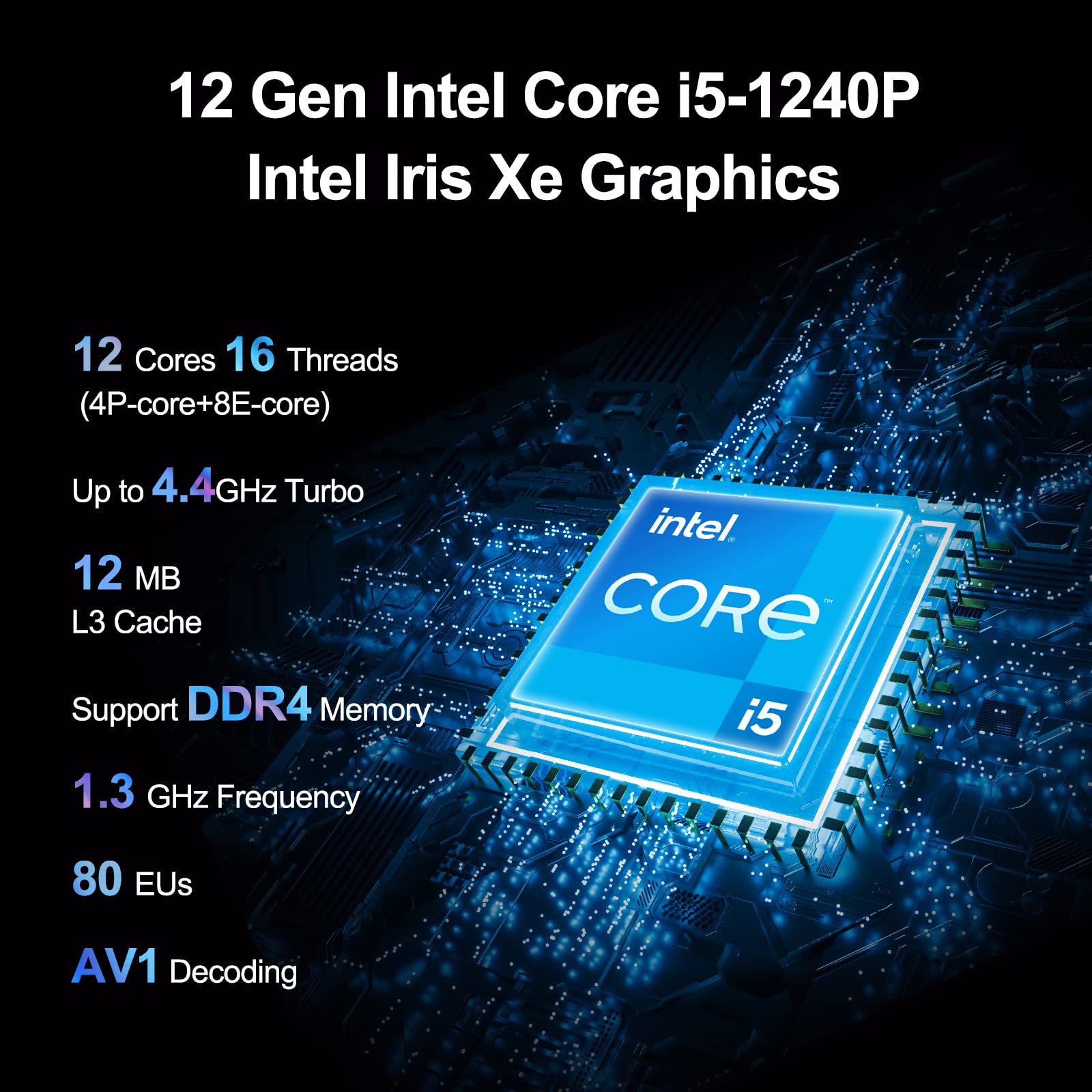 Intel NUC 12 Pro,Latest NUC12WSHi5 Mini PC Computer (12 Core i5-1240P & 4.4GHz 16GB RAM 512GB NVMe SSD,Iris XE Graphics) with Vesa Mounting Bracket, 2xThunderbolt4, WiFi6E,BT 5.2,8K,Win11 Pro