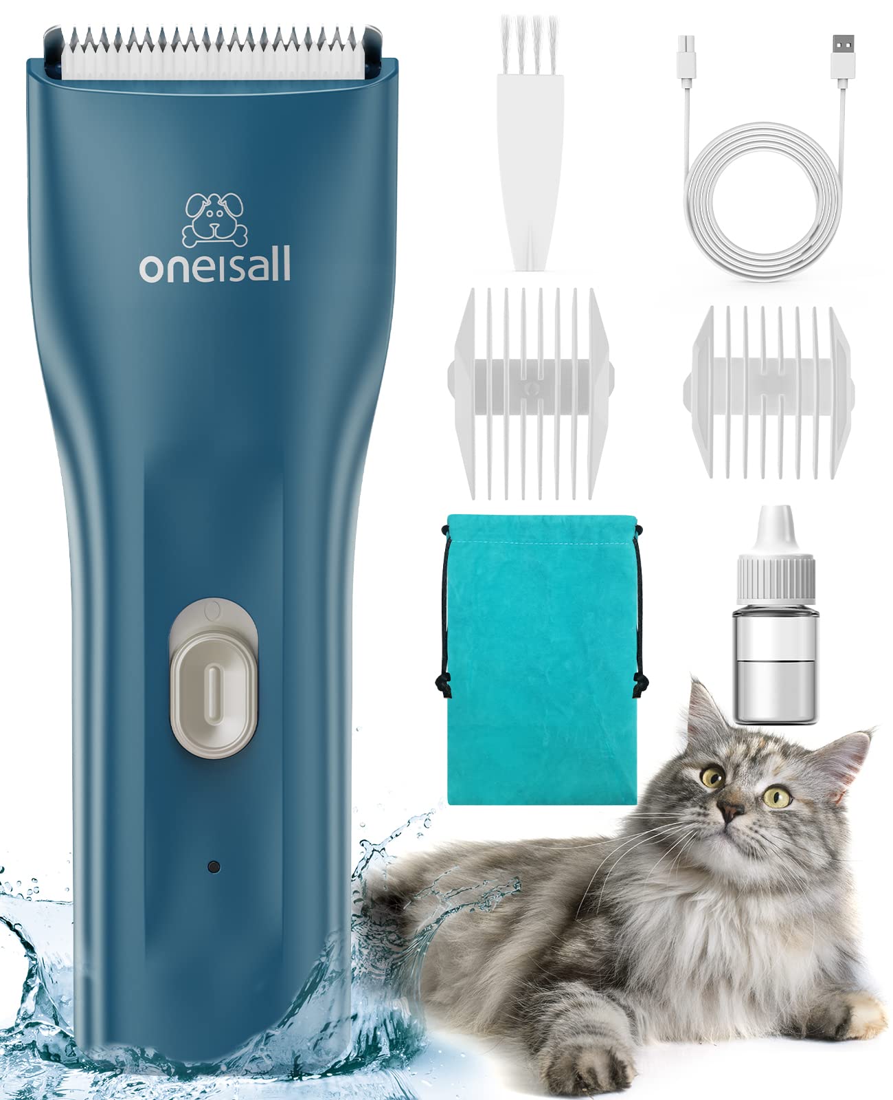 oneisall Pet Clipper for Cat Matted Hair, Pet Shaver for Cats Quiet Pet Hair Clippers Cordless Cat Clippers for Matted Hair Cat Clippers for Long Hair(Standard Blade)…